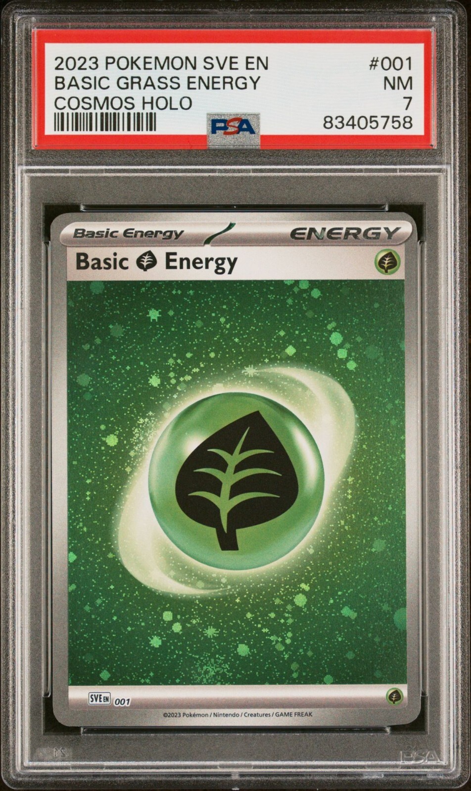 Basic Grass Energy Pokemon Scarlet & Violet 151 001COSMOS HOLO 1 PSA 7 ...