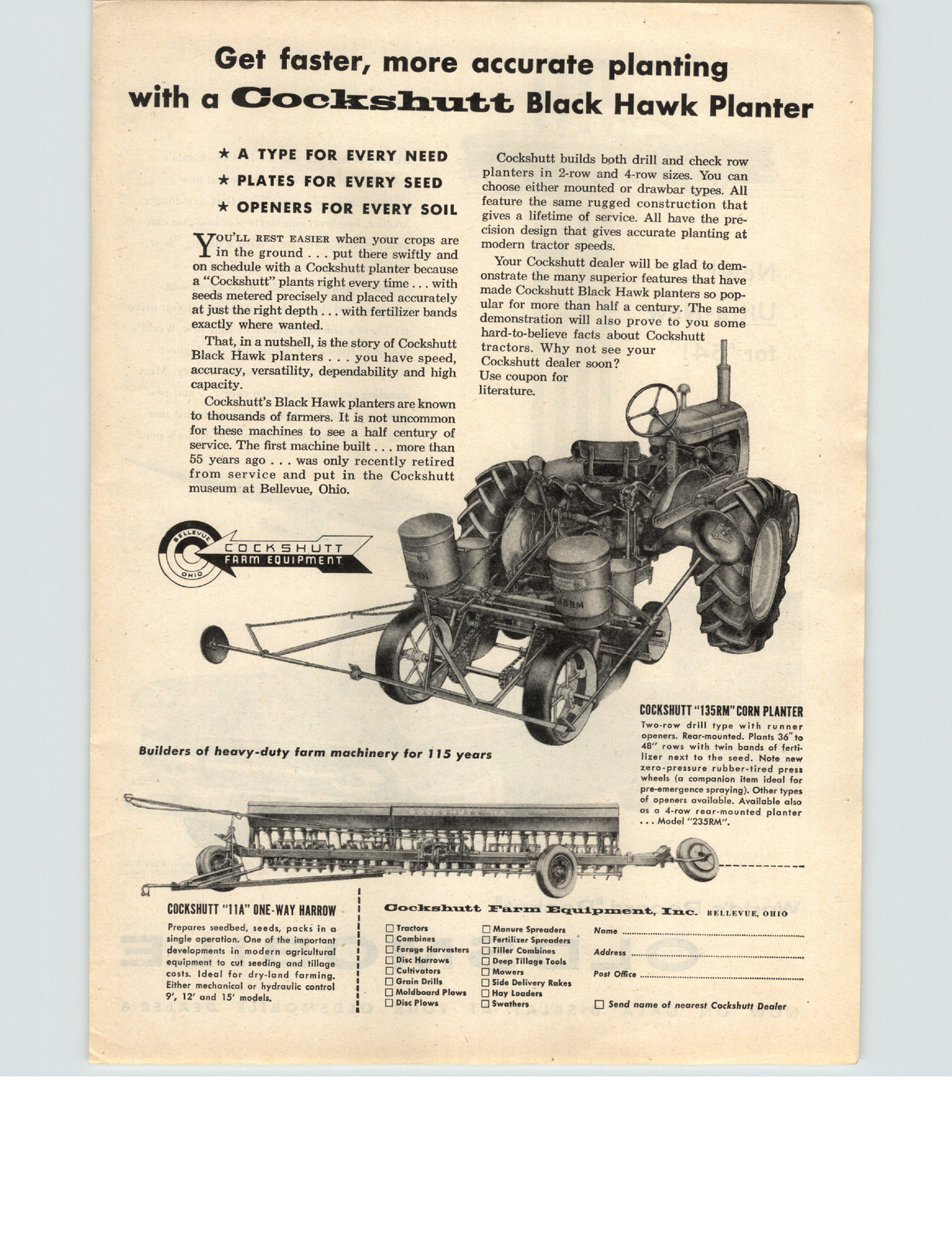 1954 PAPER AD Farm Planter Cockshutt Black Hawk Car Auto Oldsmobile 88 ...