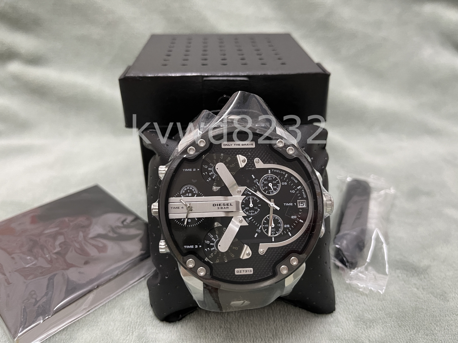 Diesel DZ7313 Black Leather Band Mr.Daddy Oversized Chronograph Men's ...