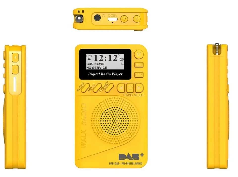 Class Portable Pocket DAB Radio MP3 SD Card Slim LCD Screen P9 – Yellow ...