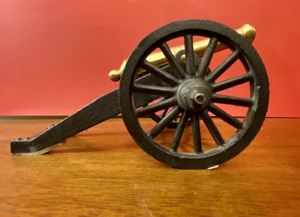 Vintage Antique Solid Brass and Cast Iron Miniature Cannon Construction ...