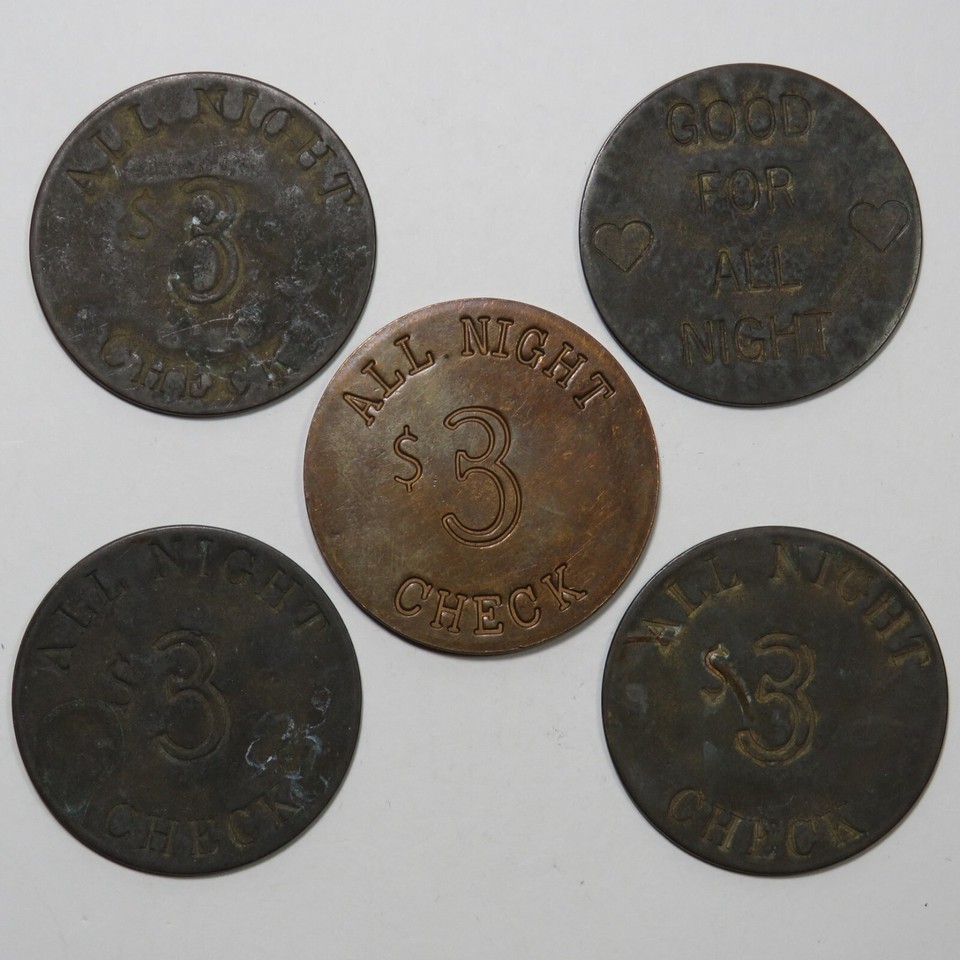 Fantasy All Night Brothel Tokens - Lot of 5 - Tombstone Dodge City ...