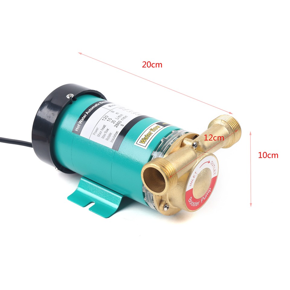 Hot Water Booster Mains Pressure Shower Pump Electric Home Boost 120W ...