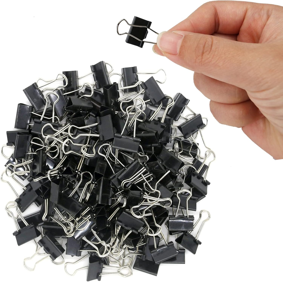 120 Pack Mini Binder Clips, Black Binder Clips, Small Paper Clips 15Mm ...