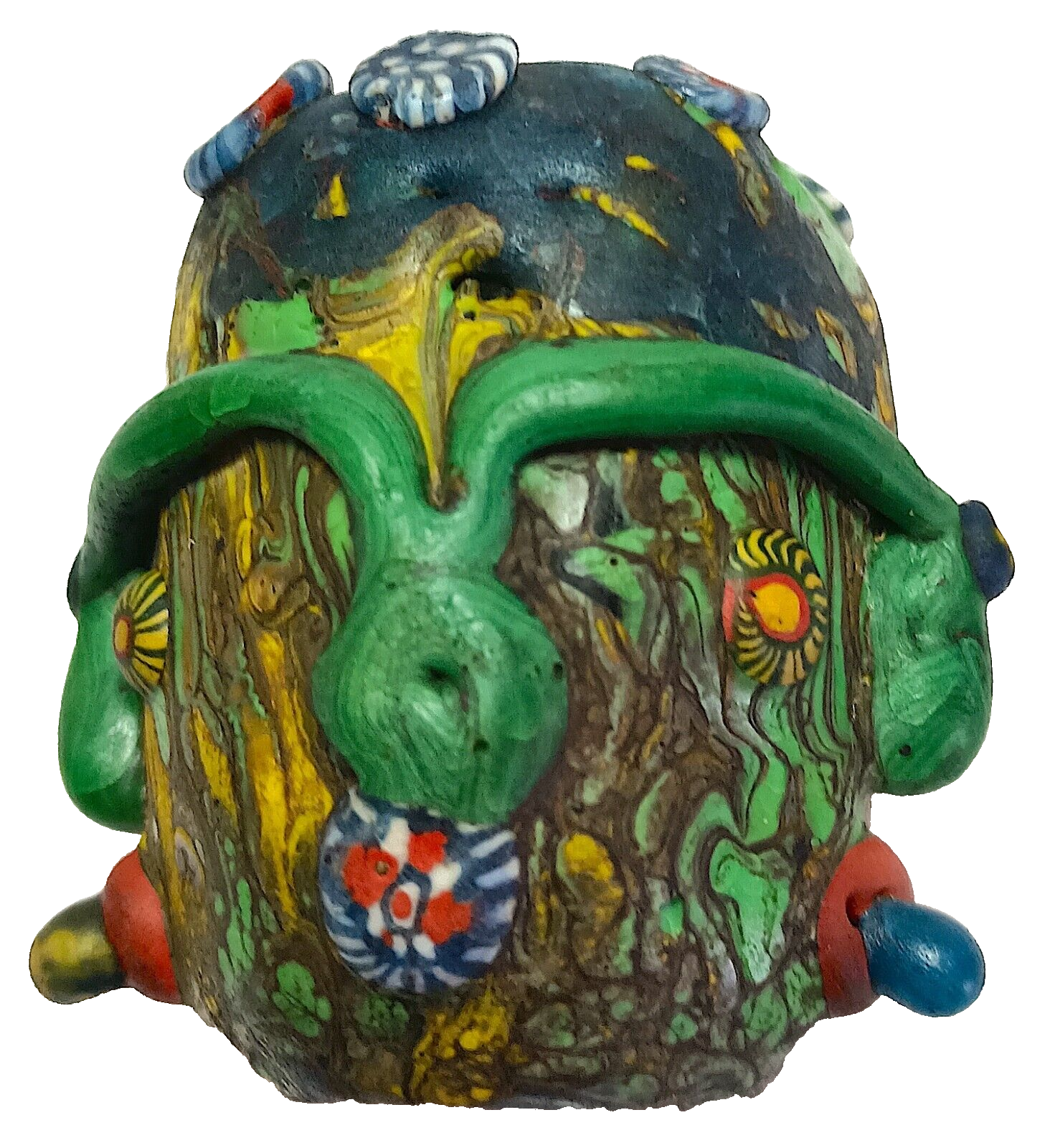 Double Sided Faces, Glass Sculpture, 2.25", Nearly a Bead, Includes 5.5 ...
