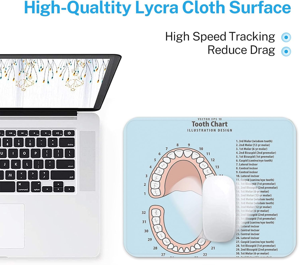 Mouse Pads Pink Education Tooth Chart Number Infographic Blue Dental ...