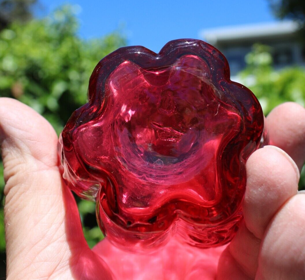 Fenton Cranberry Glass Red Cruet with Clear Applied Handle | eBay