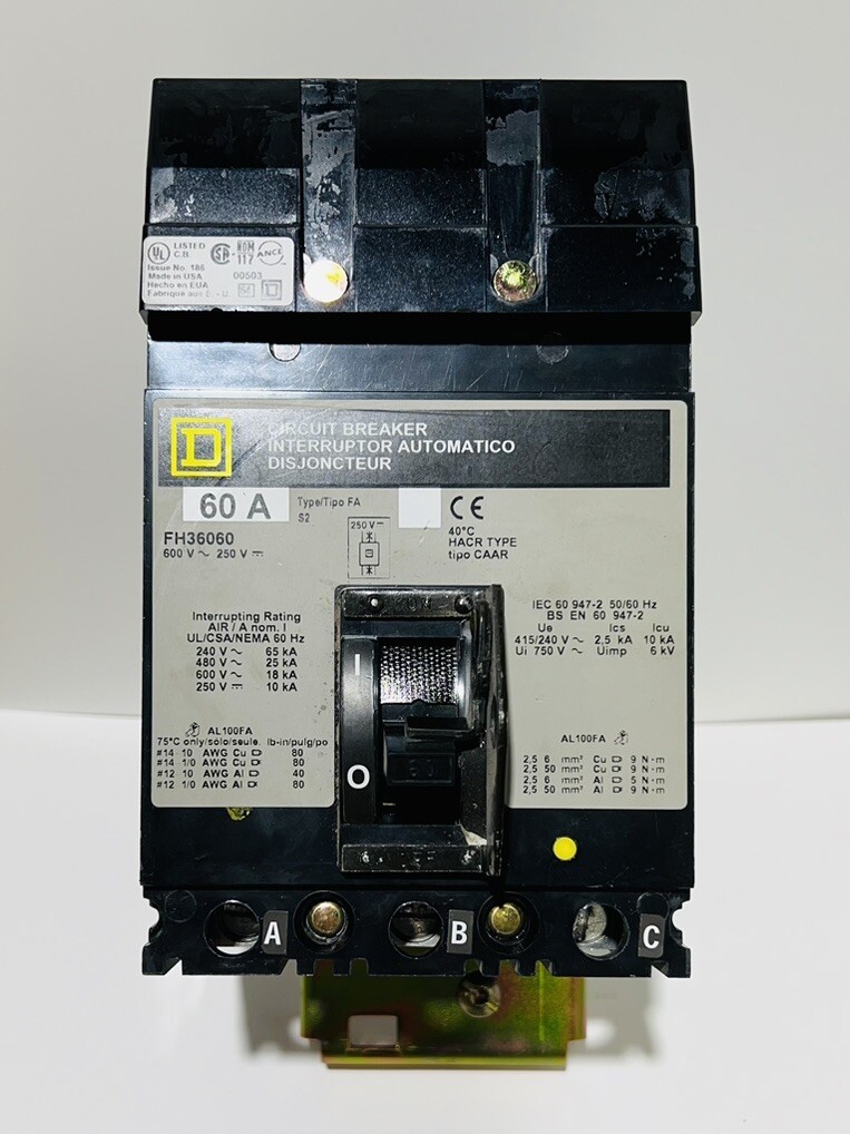 Square D FH36060 60A 600V Molded Case Breaker - Black I-Line Type FA | eBay