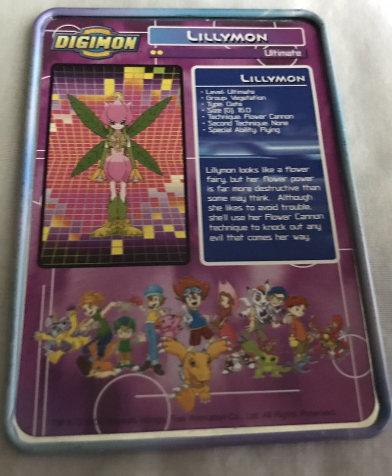 2000 Digimon Tin Metal Card Lillymon Taco Bell VG Condition. Condition ...