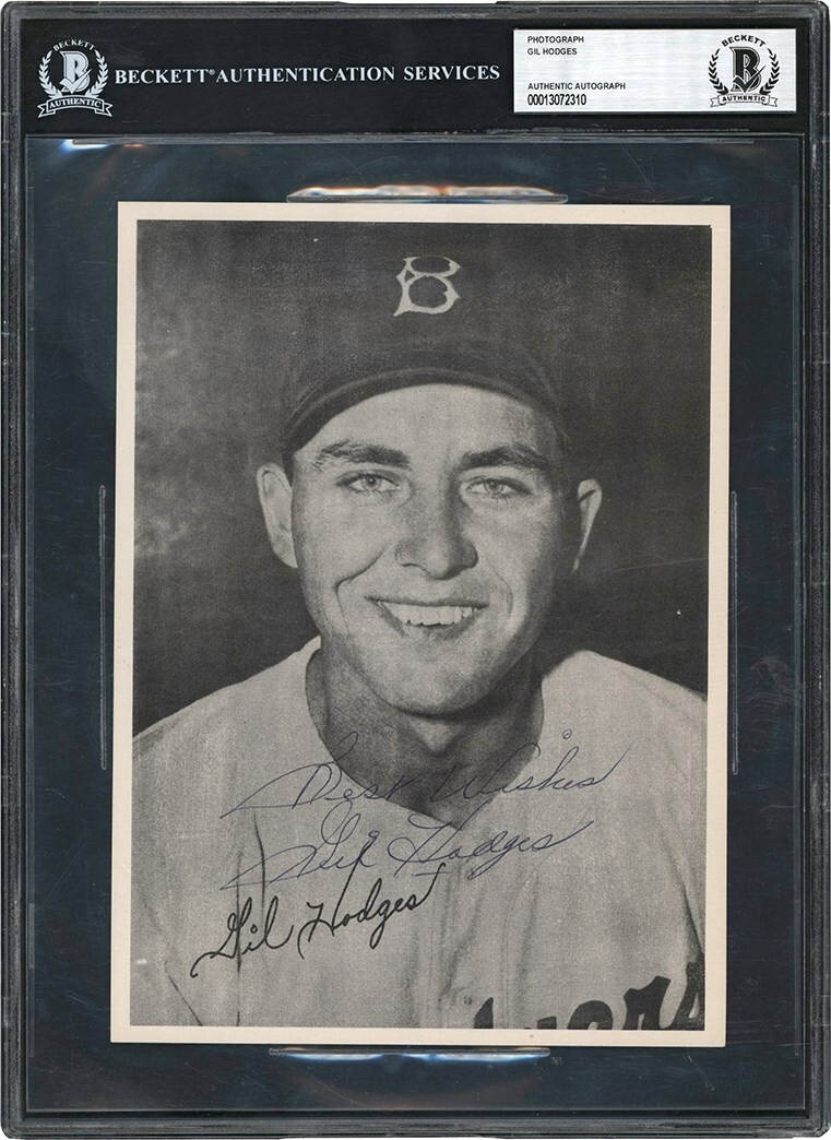 1948 Brooklyn Dodgers Team Issue Gil Hodges Signed Rookie Card RC BGS ...