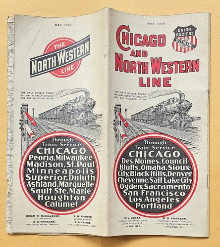 1908 Chicago & North Western Line Railroad Union Pacific Overland ...