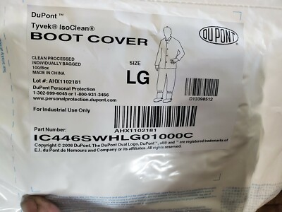 New Lot Of 10 DuPont Boot Cover Tyvek IsoClean IC446SWHLG01000Cpairs LG ...