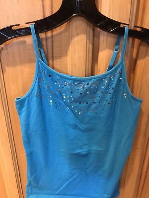 NEW Limited Too Turquoise Blue Cami With Sequins Shelf Bra Top Girls 14 ...