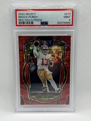 2022 Panini Select Red Disco Prizm #213 Brock Purdy RC Rookie /49 PSA 9 ...