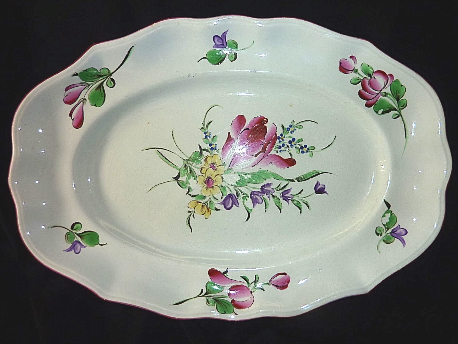 15 3/4" Luneville France Old Strasbourg Porcelain Floral Oval Serving ...