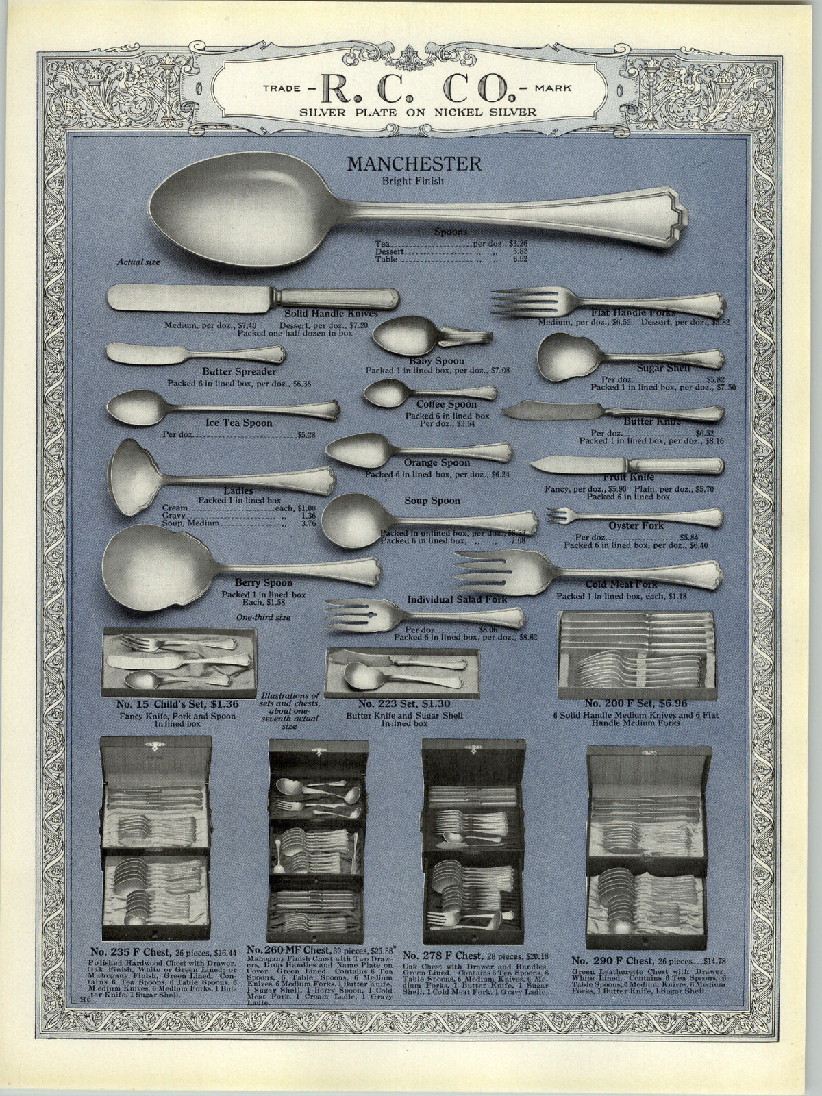 1923 PAPER AD Wm Rogers RC Silverware Manchester Chatham Design Pattern ...