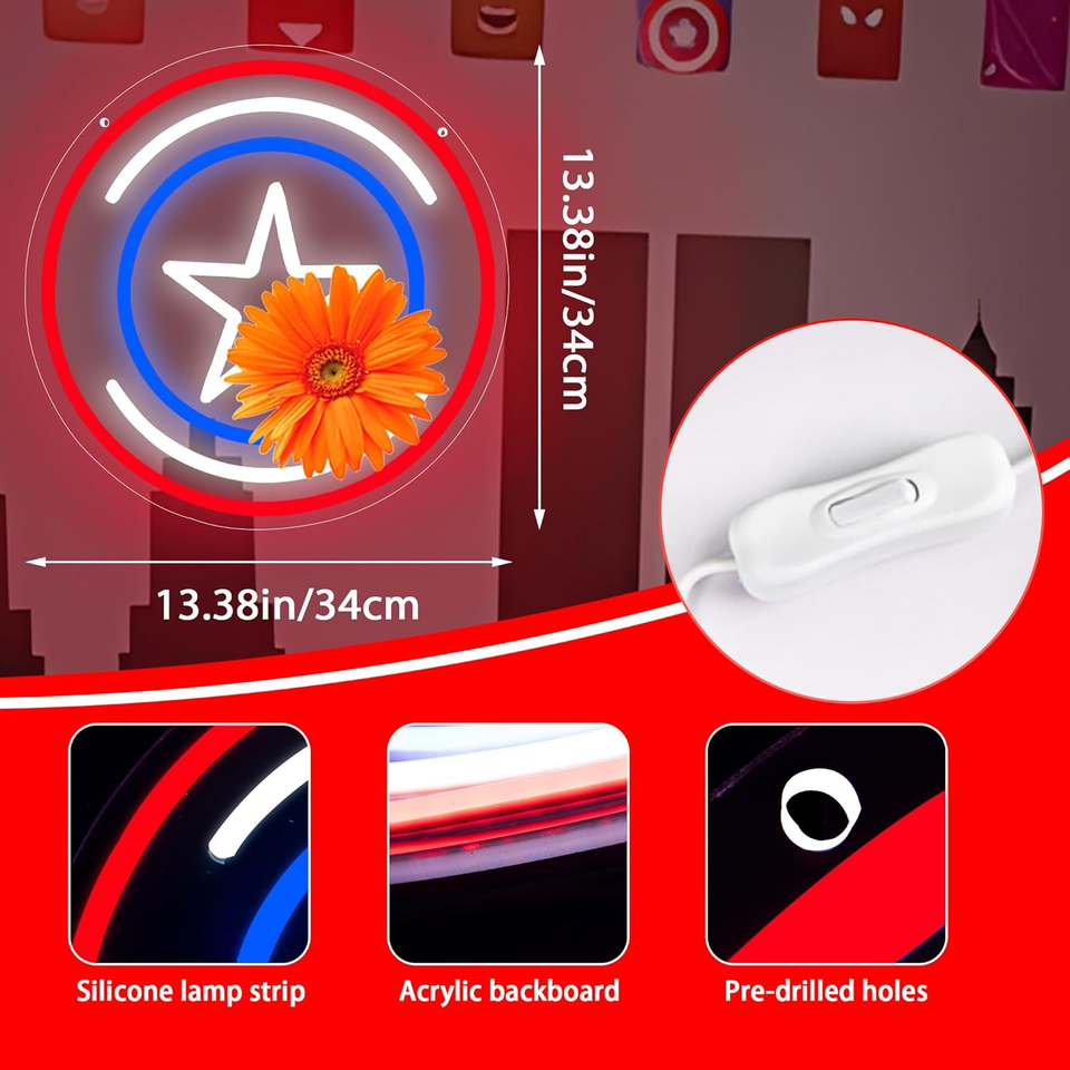 Anime Neon Sign for Wall Decor Shield LED Neon Light for Game Room ...