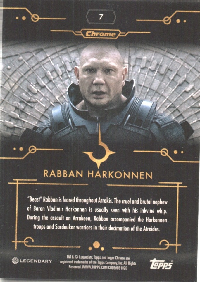 Rabban Harkonnen DUNE Topps Chrome House Harkonnen 2024 Topps Chrome ...