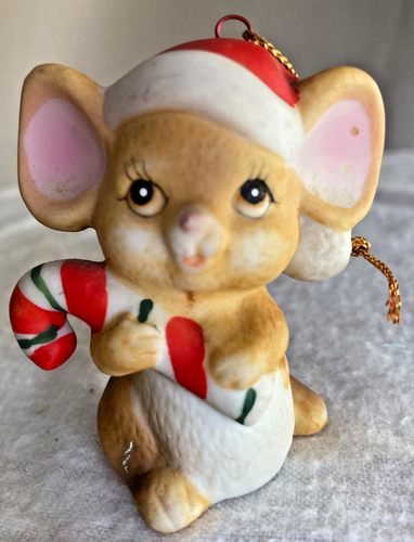 Vintage Russ Mouse 2078 With Candy Cane Christmas Ornament Ceramic | eBay