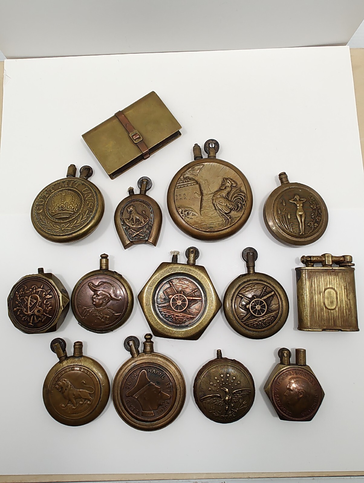 Nice Antique WWI Trench Art Lighter Collection 14 Pieces Mostly French ...