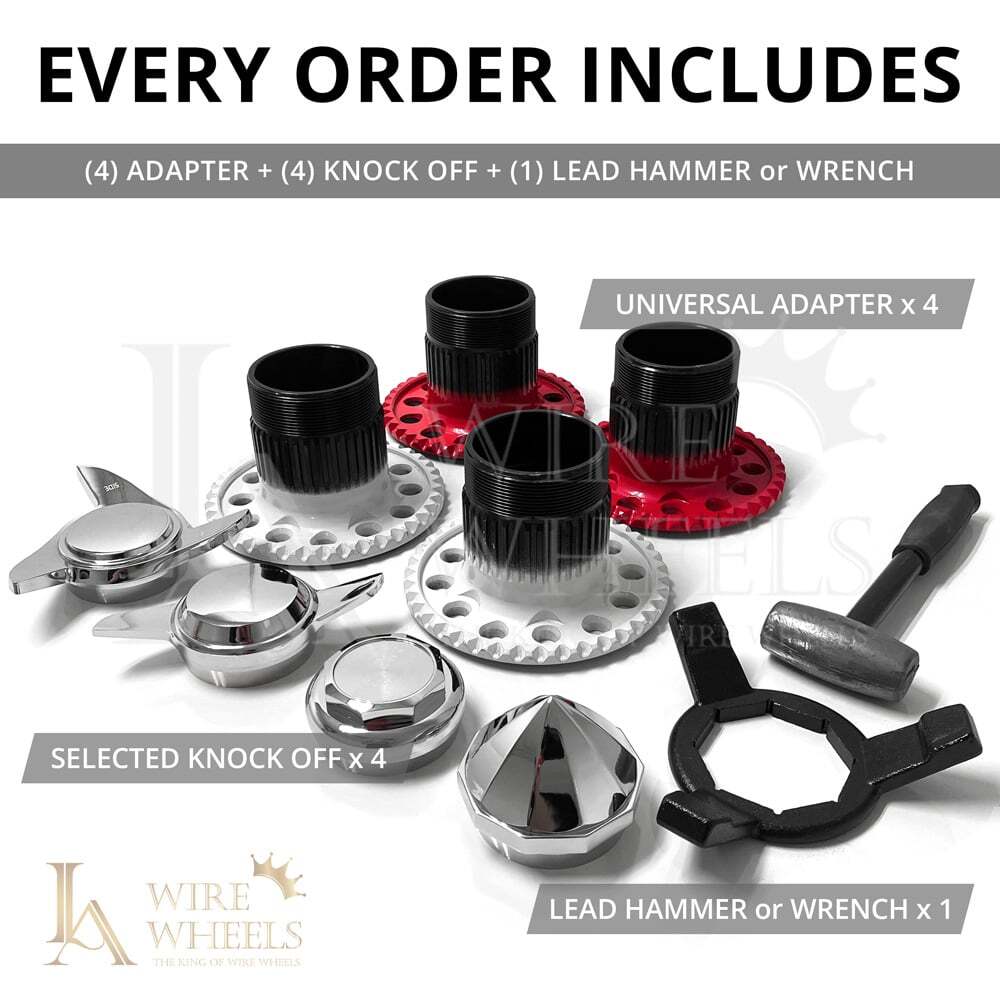 22x8" LA Wire Wheels FWD 150-Spoke Straight Lace Chrome with Gold ...