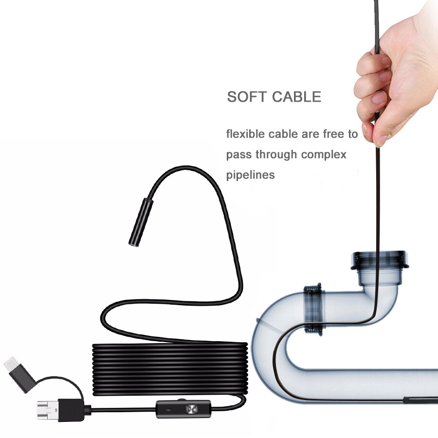 USB Type-C Endoscope Borescope Snake Inspection Camera 3 in 1 for PC ...