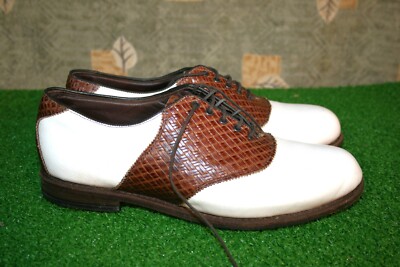 Allen Edmonds Redan White/Brown Leather Golf Shoes 11 D | eBay