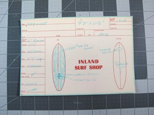 vtg 1960s - Inland Surf Shop Phil surfboards spec sheet receipt Seaside ...