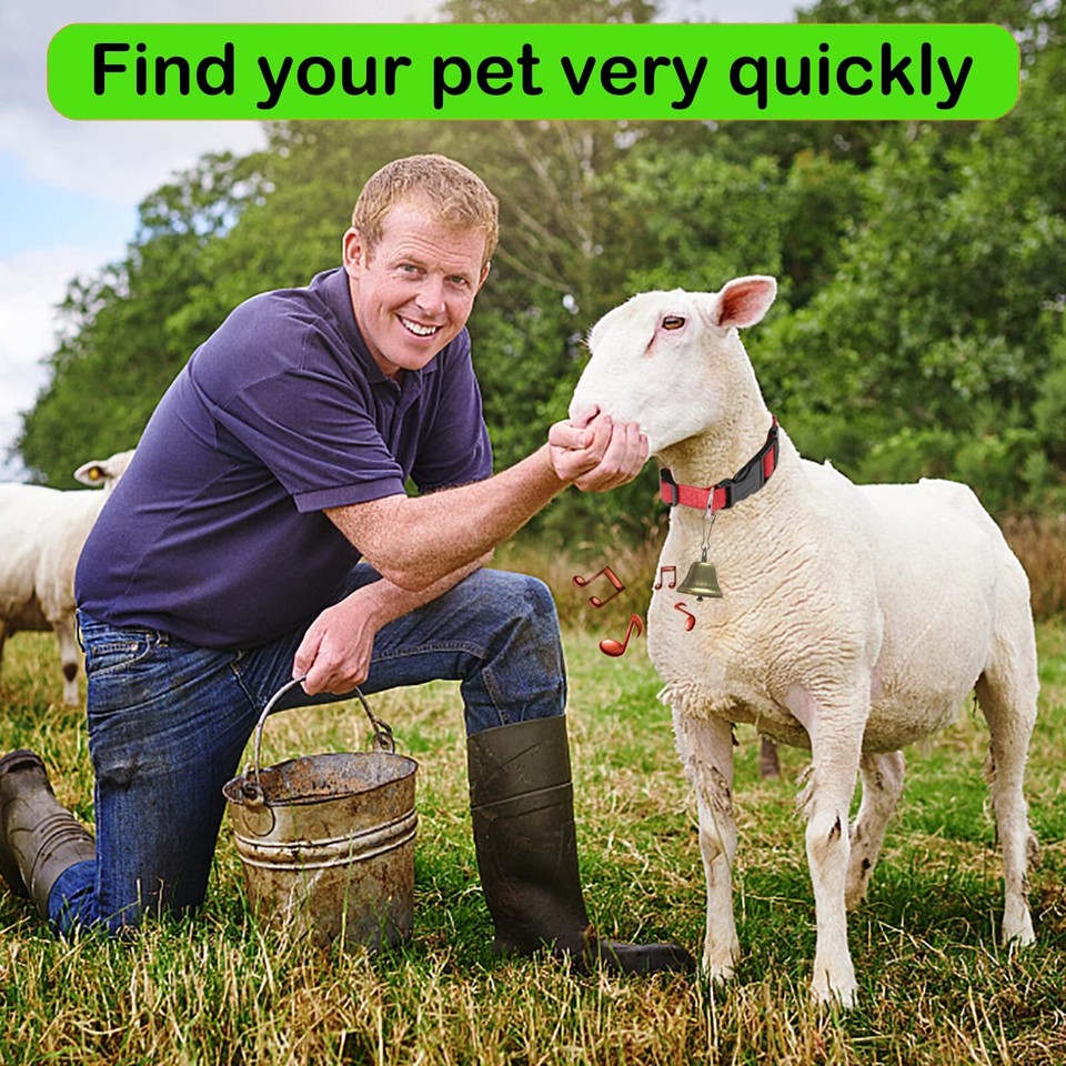 3 Pack Goat Collar with Bell, Sheep Collars with Bell, Grazing Copper ...