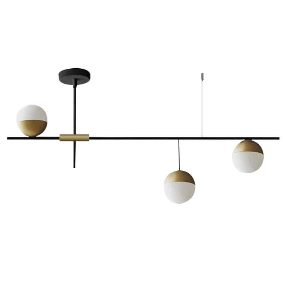 3-Light Modern Linear Bubble Chandelier Glass Ball Pendant Ceiling ...