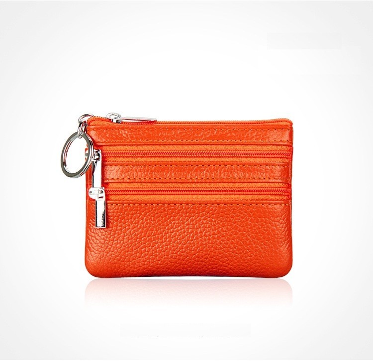 Women Leather Coin Card Key Ring Wallet Pouch Mini Purse Zip Up Small ...