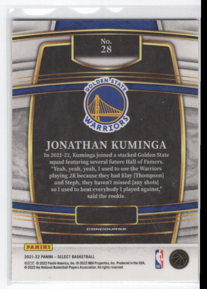 2021-22 Panini Select Blue Jonathan Kuminga Rookie Golden State ...