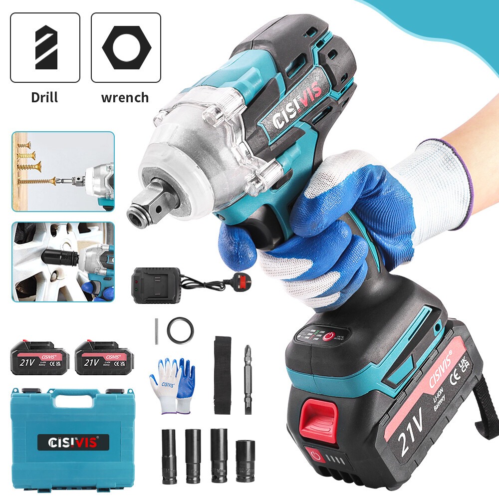 1000Nm 1/2" Cordless Electric Impact Wrench Drill Gun Ratchet Driver w ...