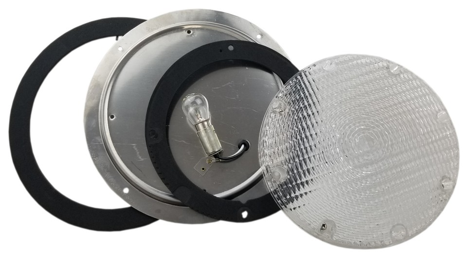 12 volt Stainless RV Porch Dome Light Surface Mount Scare Security 129 ...