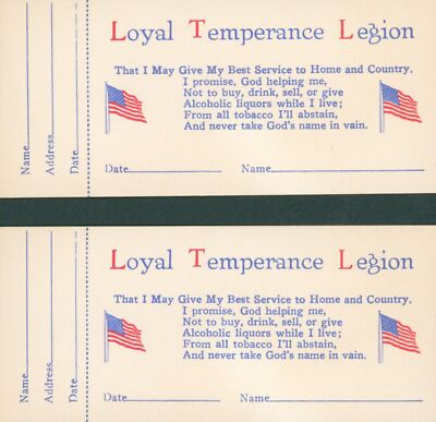 c1950 Loyal Temperance Legion Pledge Card Student Alcohol Abstain ...