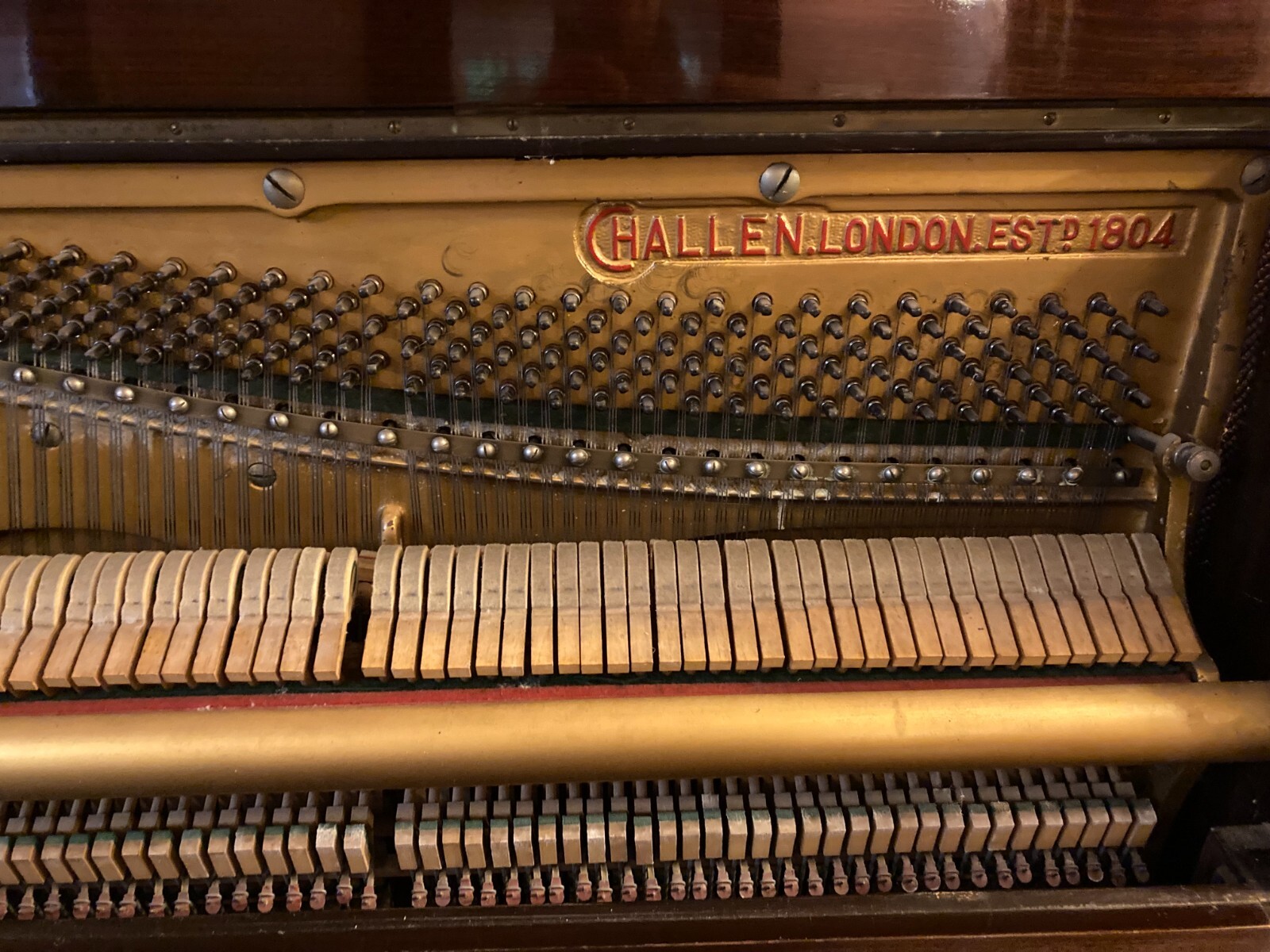 Beautiful full size Upright Overstrung English Piano made by Challen ...