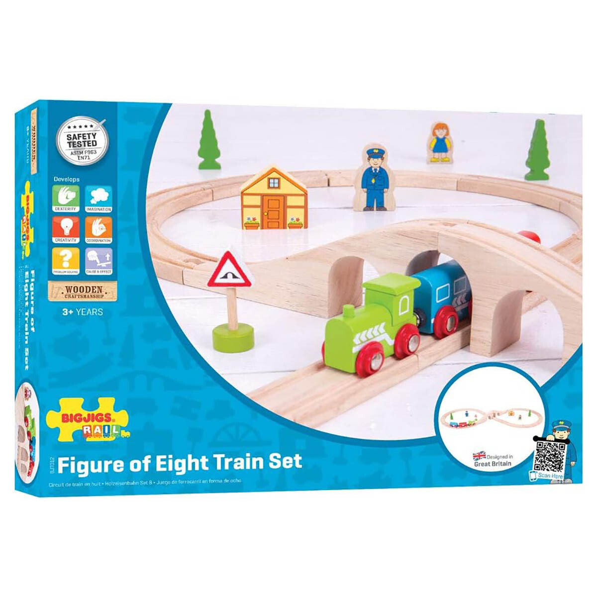 Bigjigs Rail Figure of Eight Train Set Wooden train Sets For Kids Age 3 ...
