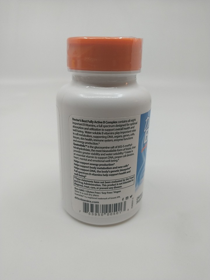 Doctor's Best Fully Active B Complex with Quatrefolic 60ct Exp 07/2024 ...
