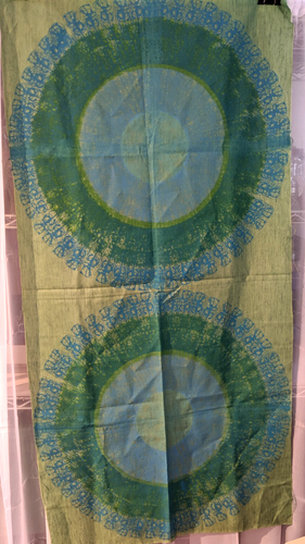 Vintage mid century modern Green Blue circle Sun burst 25x51 | eBay