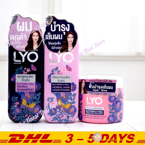 LYO Butterfly Pea 3 Pieces Bundle Herbal Hair Shampoo, Conditioner and ...