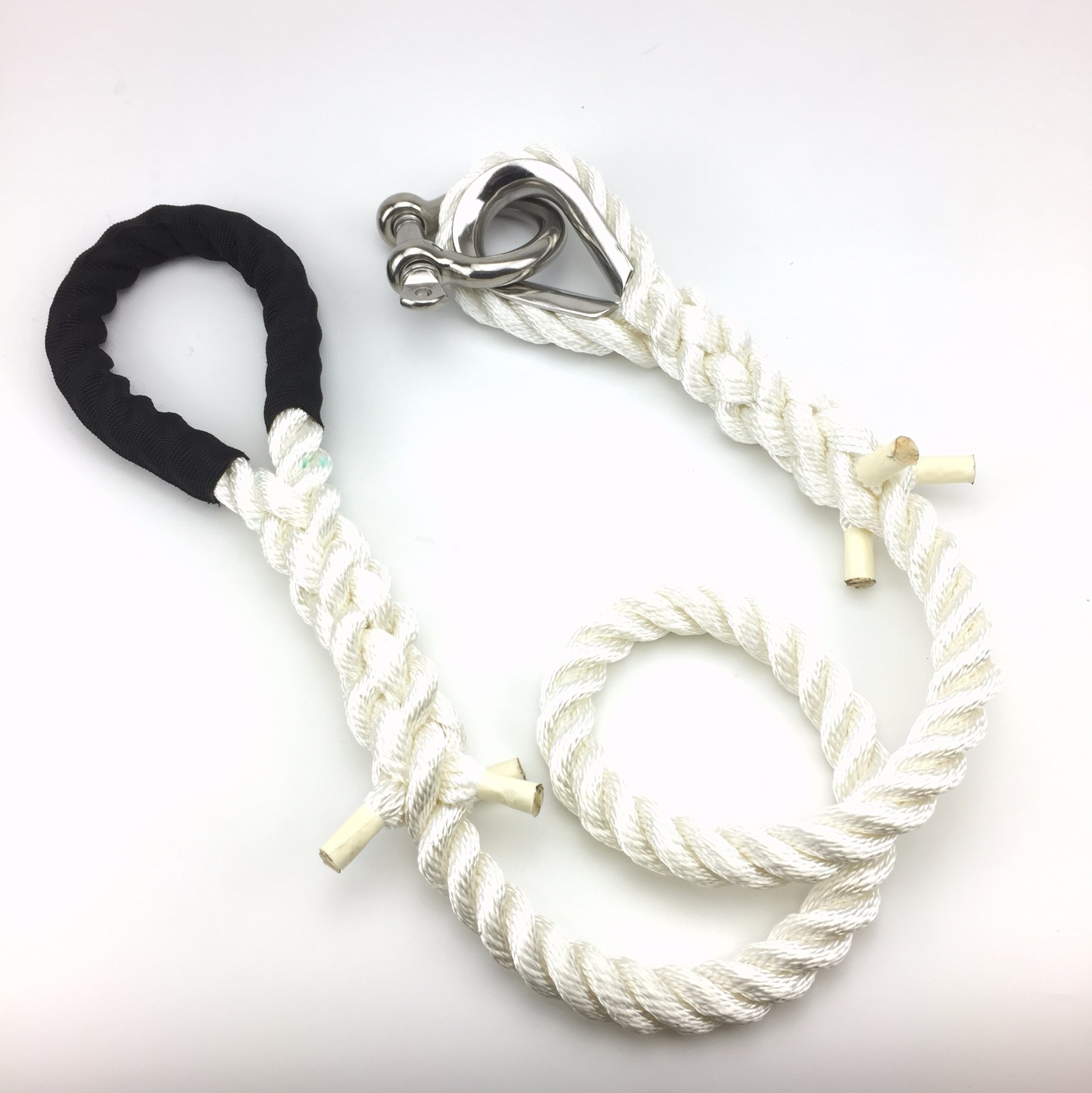MOORING ROPE STROP- 3 STRAND WHITE NYLON CHOOSE DIAMETER and LENGTH ...