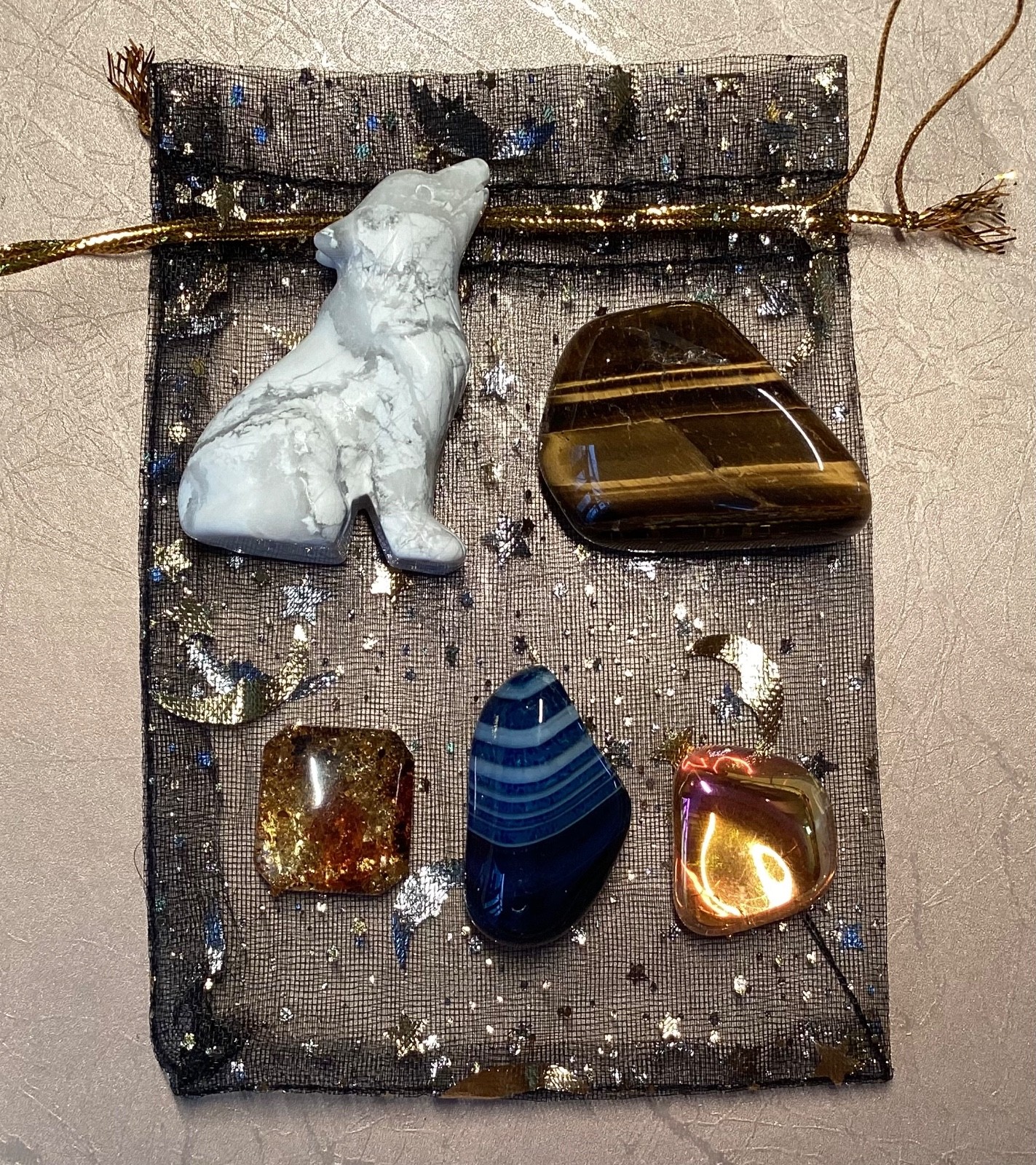Crystal mix – tiger eye, amber, blue agate, sunset aura quartz | eBay UK