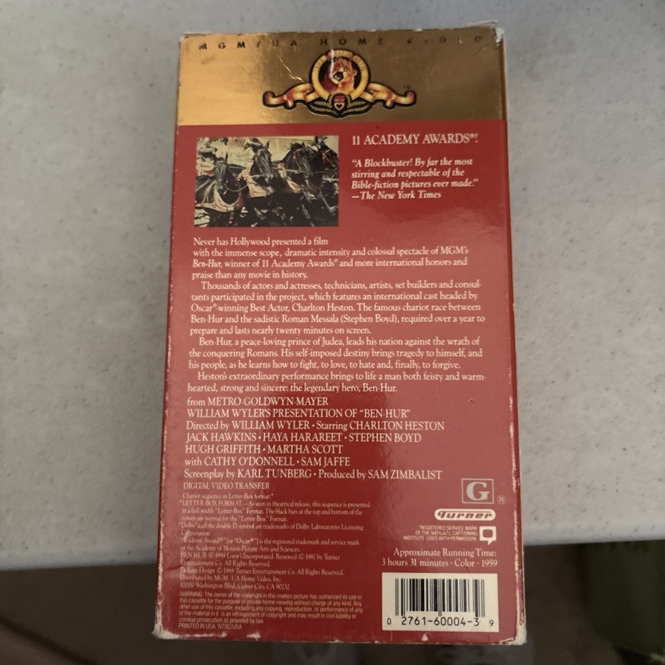 Ben Hur VHS Charlton Heston 2 Tape Set MGM Jack Hawkins Stephen Boyd | eBay