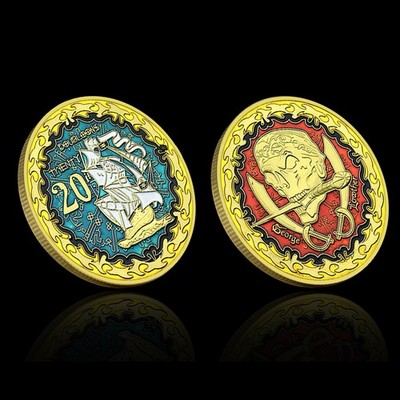 Pirate Skull Challenge Coin 20 Doubloons Gold Collectible Pirate Token ...