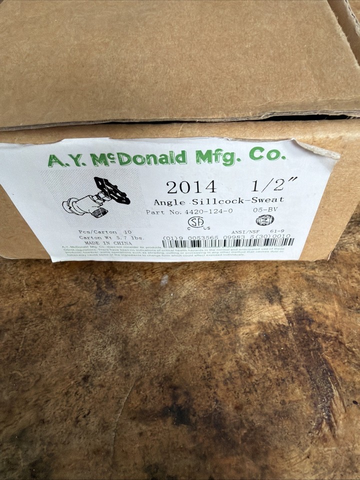 A.Y. McDonald 1/2” Angle Sillcock Valve Pack Of 10 NEW | eBay