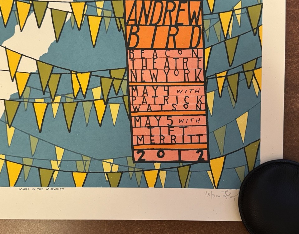 Jay Ryan Poster Andrew Bird 2012 Beacon Theatre Art Print S/# 300 Wilco ...