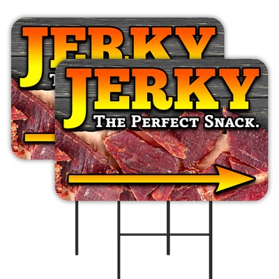 Jerky 2 Pack Double-Sided Yard Signs 16" x 24" with Metal Stakes (Made ...