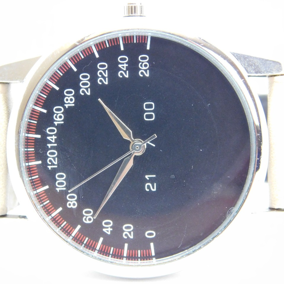 Speedometer Genuine Leather Band Quartz Analog Men's Fashion Watch New ...