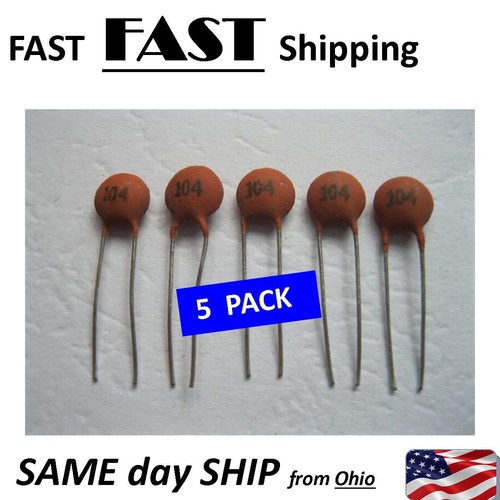 5 PACK --- Capacitors 50V 100nF 0.1uF 104pF - 104 | eBay
