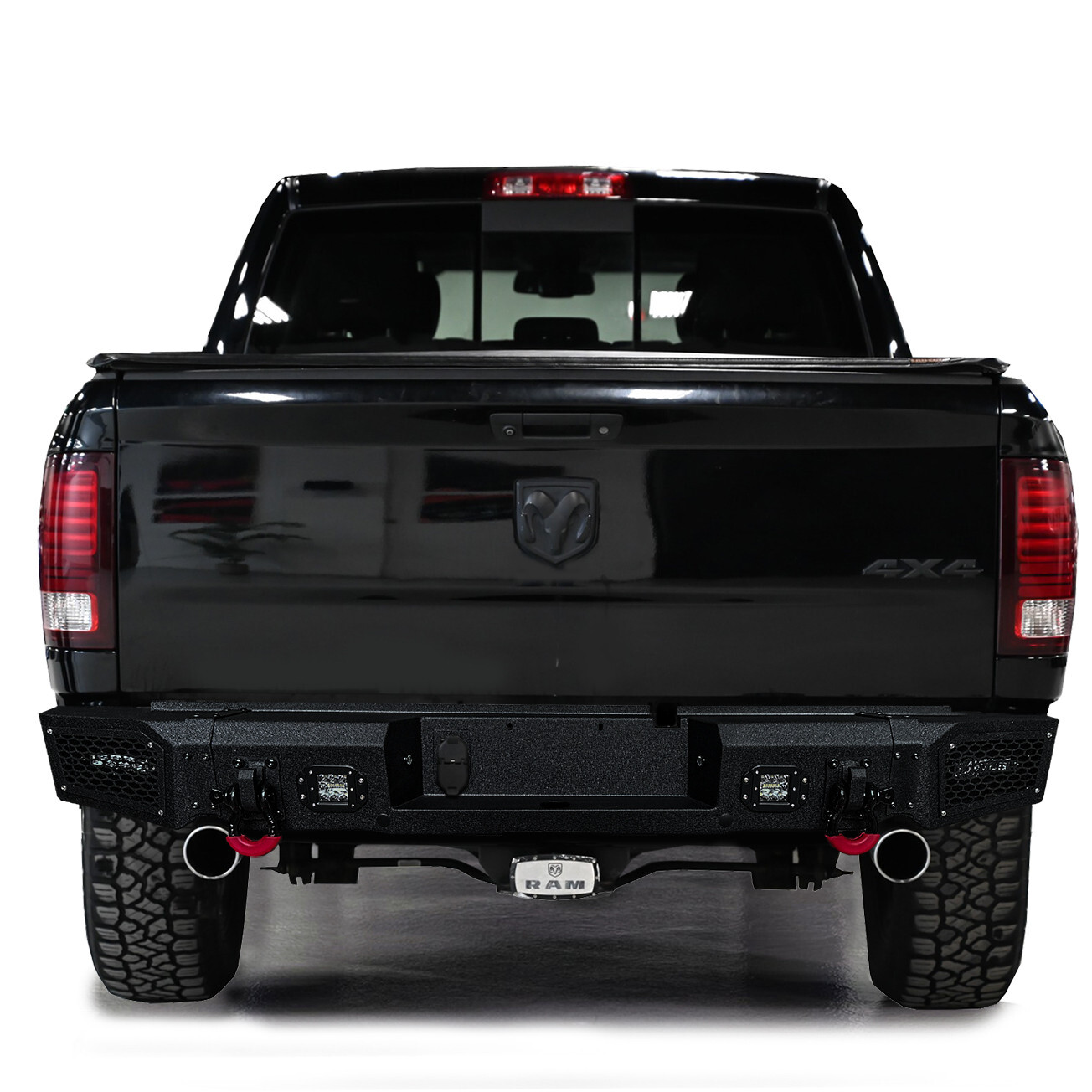 Vijay Fit 2008-2019 Dodge Ram 1500 Steel Rear Bumper w/LED Lights and D ...